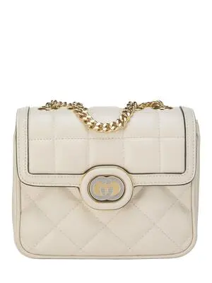 Gucci Calfskin Deco Shoulder Bag - White