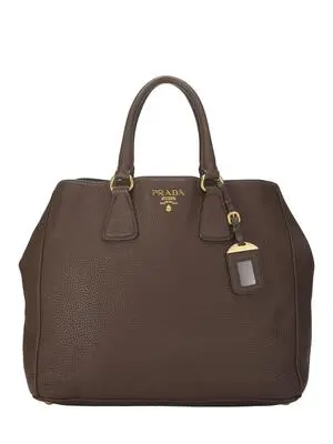 Prada Vitello Daino Shopping Tote - Brown