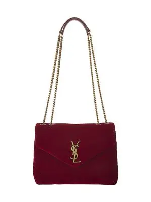 Saint Laurent Velvet Lou Lou Bag - Red