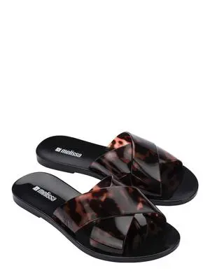 Melissa Essential Cross Slide Sandal - Black/tortoise