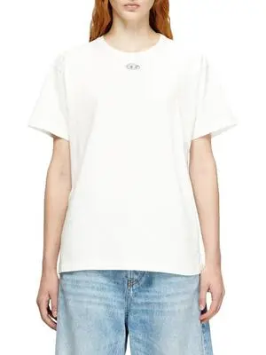 DIESEL® DIESEL® Metallic Oval D Cutout T-Shirt Off/white