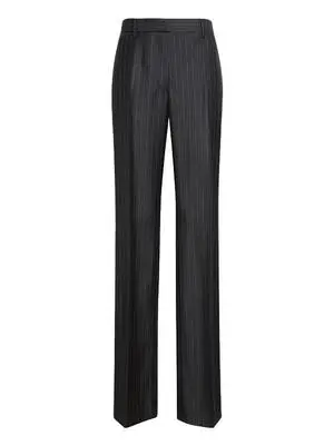 TOM FORD Pinstripe Wool Grain De Poudre Tailored Trousers - Black