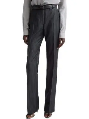 TOM FORD Pinstripe Wool Grain De Poudre Tailored Trousers - Black