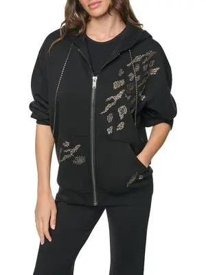 Dkny Heatset Animal Chain Link Zip Hoodie - Black
