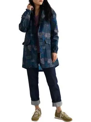 SEASALT CORNWALL Packable Waterproof Hooded Raincoat - Inked Patchwork Maritime