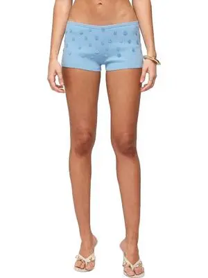EDIKTED Button Detailed Cotton Knit Shorts - Light-blue