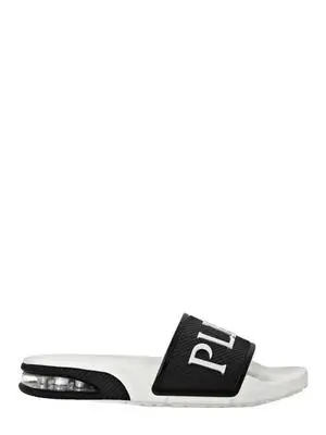 PLEIN SPORT Gummy Slides With Logo Detailing - White/black