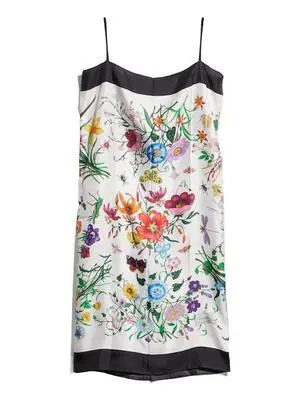 Gucci Printed Silk Twill Midi Dress - White