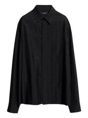 Gucci Silk Habotai Shirt With Allover Jacquard Detail - Black