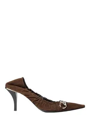 Gucci Vittoria Suede Pump With Horsebit Detail - Brown