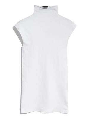 Gucci Seamless Stretch Nylon Jersey Turtleneck Tank Top - White