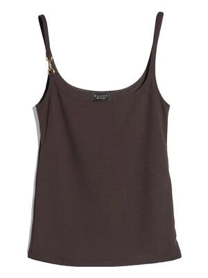 Gucci Viscose Crêpe Jersey Top With Horsebit Detail - Brown