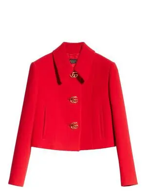 Gucci Crêpe Wool Jacket With Double G Buttons - Red