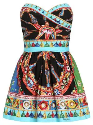 Dolce & Gabbana Carretto-print Poplin Mini Dress - Multicolor