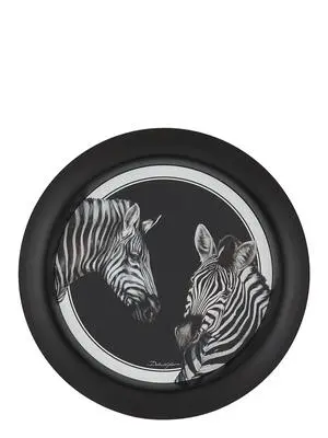 Dolce & Gabbana Round Metal Tray With Zebra Print - Multicolor
