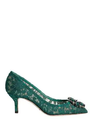 Dolce & Gabbana Dolce & Gabbana Lace Pumps With Brooch Detailing Green