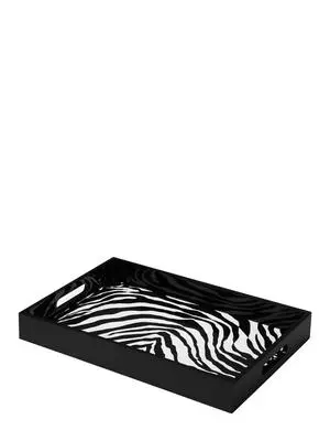 Dolce & Gabbana Rectangular Lacquered Wood Serving Tray With Embossed Logo - Multicolor