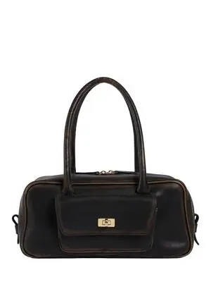 Sandro Ezmehralda Leather Bowling Bag - Brown