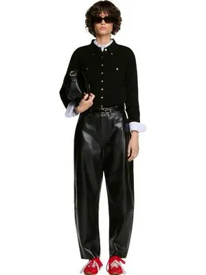 Sandro Wool Cardigan With Metal Buttons And Patch Pockets - Black