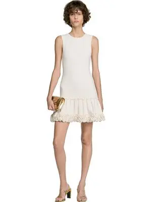 Sandro Floral Knit Mini Dress - Ecru