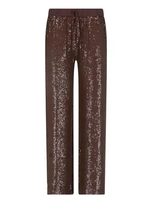 P.a.r.o.s.h Sequined Straight Leg Pants - Brown