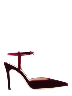 GIANVITO ROSSI Velvet Ankle Strap Pumps - Red