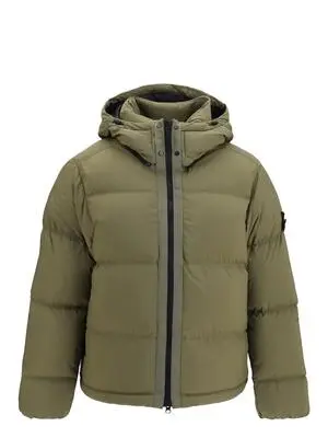 Stone Island Detachable Hood Down Jacket - Green