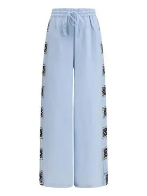 ALEMAIS Alémais Grace Pants With Embroidered Side Detail - Light Blue