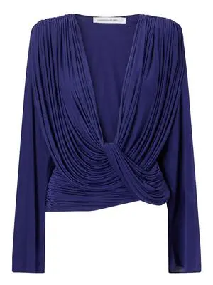 Christopher Esber Ripple Draped Plunge Blouse - Blue