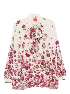 F.R.S FOR RESTLESS SLEEPERS Cream Floral Print Puff Sleeve Blouse - Neutrals