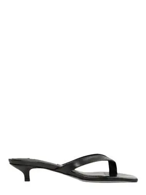 TOTEME Leather Heeled Flip Flops - Black