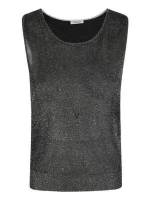 ROBERTO COLLINA Metallic Effect Scoop Neck Sleeveless Top - Grey