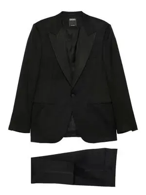 Zegna Peak-lapel Wool Suit - Black