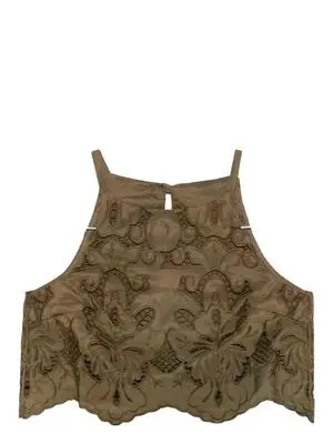 MOUTAKI MOUTAKI Guipure Lace Cropped Blouse
