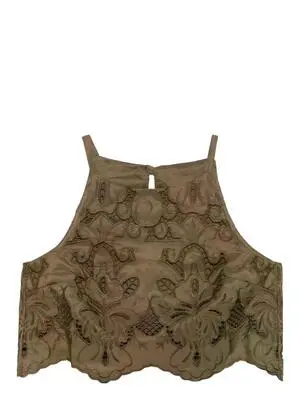 MOUTAKI MOUTAKI Guipure Lace Cropped Blouse
