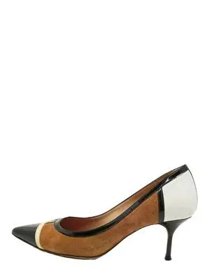 Carolina Herrera Tricolour Suede Pumps - Brown