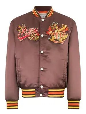 Philipp Plein Dragon Stones Satin Bomber Jacket - Brown