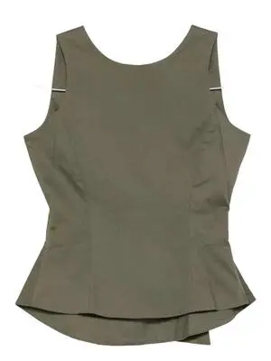 MOUTAKI Sleeveless Bow Detail Peplum Blouse - Green