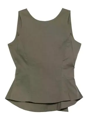 MOUTAKI Sleeveless Bow Detail Peplum Blouse - Green