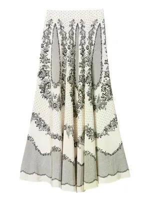 TWINSET Jacquard Satin Flared Long Skirt - Neutrals
