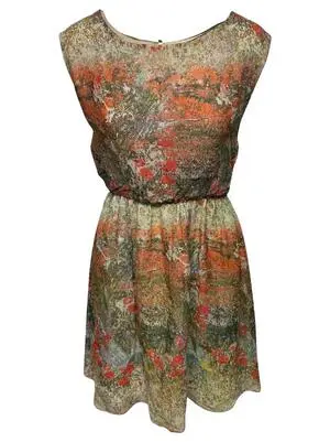Alice + Olivia Floral Print Sleeveless Boat Neck Dress - Neutrals