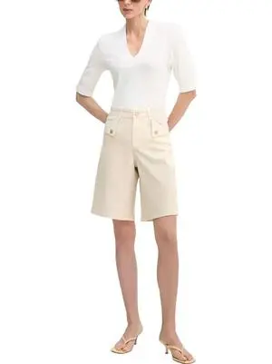Joseph Ribkoff Beige Button Detail Pocket Patch Shorts - Neutrals