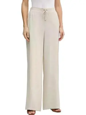 Joseph Ribkoff Beige Satin Finish Palazzo Pants - Neutrals