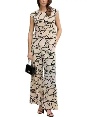 Joseph Ribkoff Abstract Print Cap Sleeve Top - Neutrals