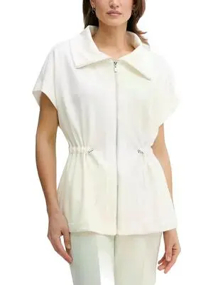 Joseph Ribkoff Drawstring Waist Zip-up Jacket - White