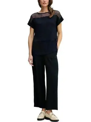 Joseph Ribkoff Crinkled Effect Drawstring Palazzo Pants - Blue