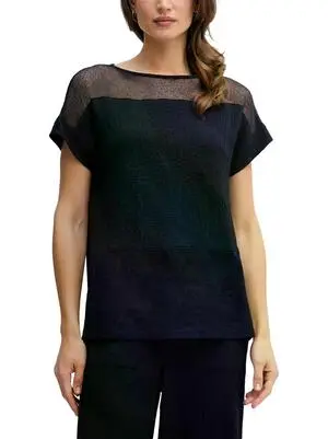 Joseph Ribkoff Textured Mesh Panel Top - Blue