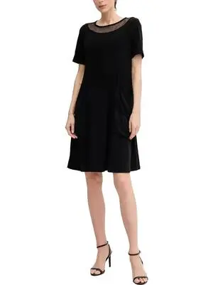 Joseph Ribkoff Mesh Panel Mini Dress - Black