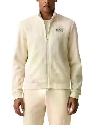 EA7 Logo Patch Zip-up Sweater - Neutrals