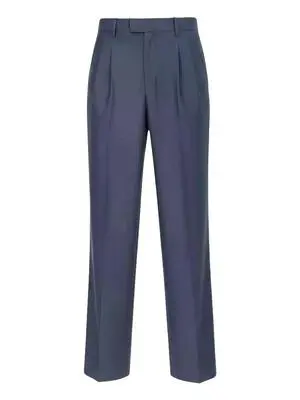 Isaia Pleated Tailored Trousers - Blue